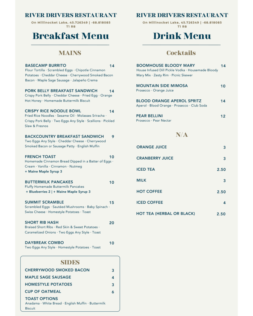 River Drivers Restaurant - New England Outdoor Center