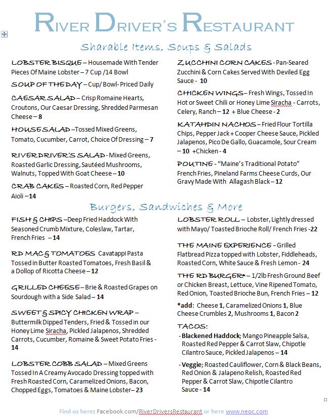 River Drivers Restaurant - Dining in Millinocket Maine