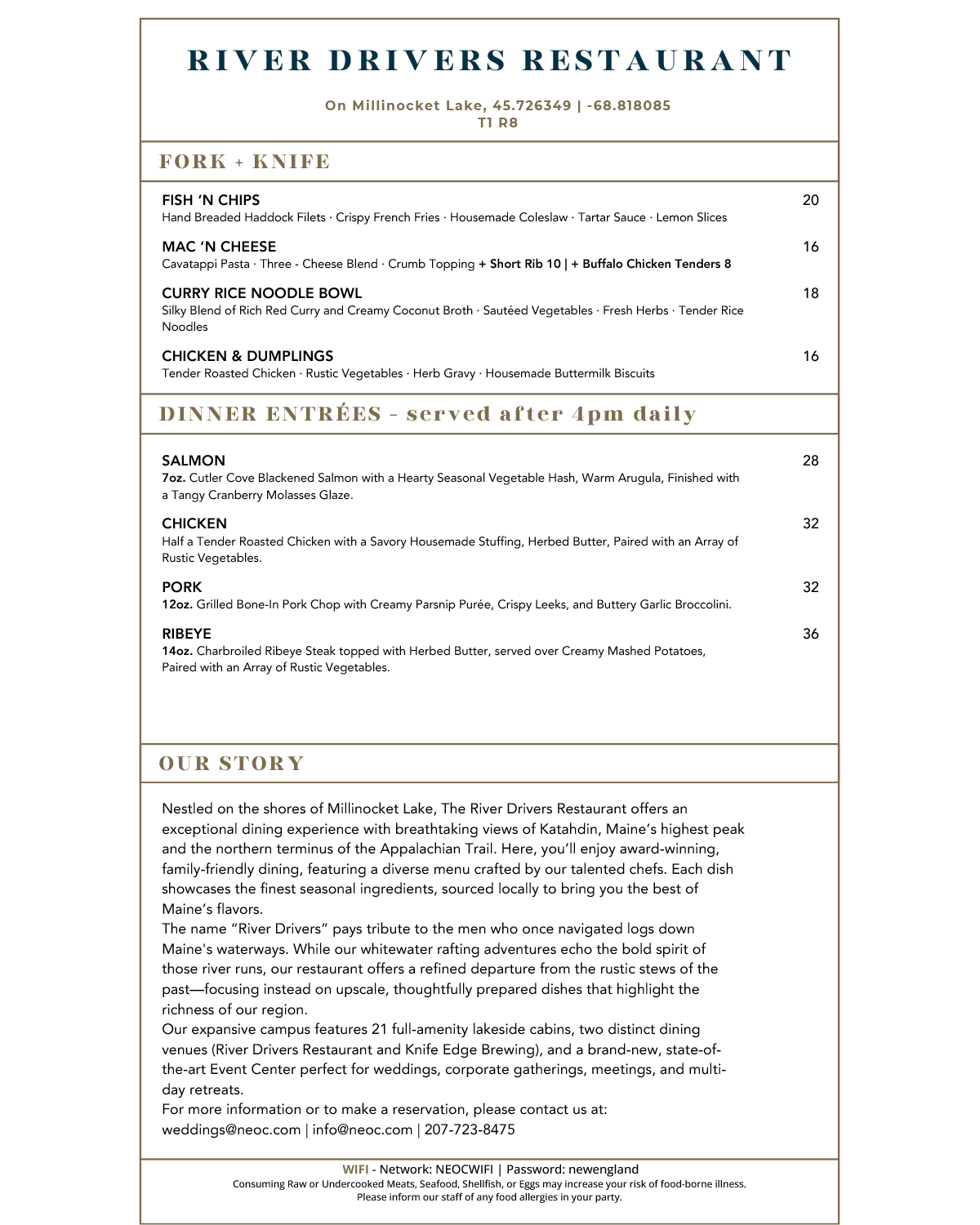 River Drivers Restaurant – New England Outdoor Center