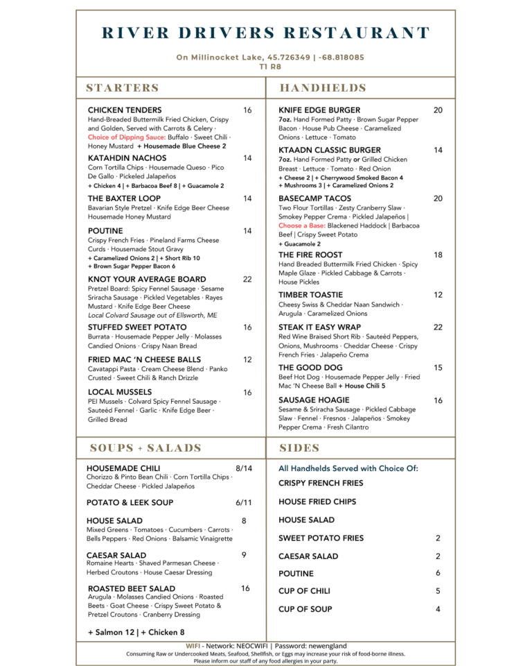 River Drivers Restaurant – New England Outdoor Center